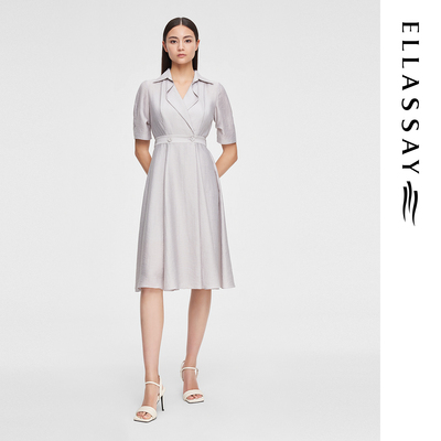 ELLASSAY歌力思夏季新款莫代尔舒适柔美优雅连衣裙女EWE352Y03300
