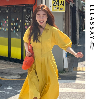 ELLASSAY歌力思秋季新款棉罗马假日衬衫连衣裙女EWE353Y10100