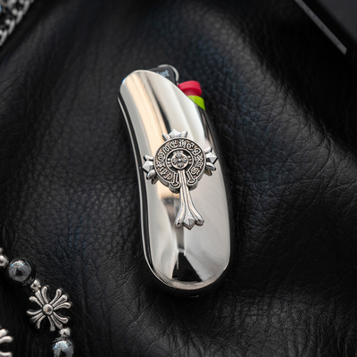 十字架徽章砂轮创草蜢一次性打火机金属外壳可替换j5防爆比克暗黑