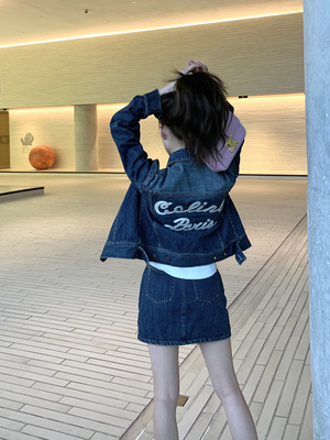 正点春夏牛仔刺绣字母套装