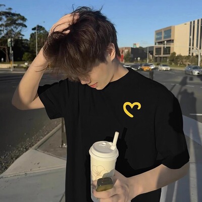 Drew爱心潮牌美式男女情侣T恤
