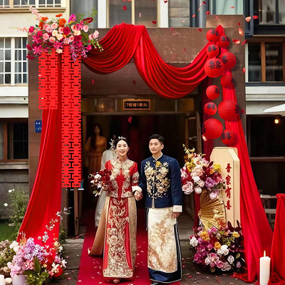 结婚布置套装节庆布艺装饰单元门大门装饰婚礼现场酒店背景墙婚庆