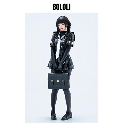 BOLOLI日本进口漆皮面料紧身复古JK制服连衣裙kigurumi摄影会穿搭