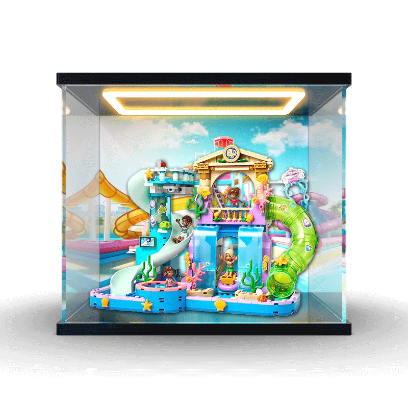 回型灯展示柜适用乐高 42630心湖城水上乐园手办模型亚克力防尘架