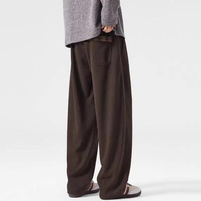 香港潮牌卫裤男秋冬新款加绒加厚休闲裤男士高级感宽松垂感直筒裤