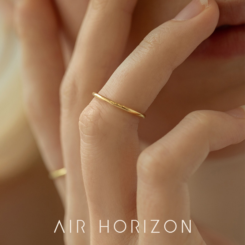 AIR-HORIZON简约素圈戒指闭口女小众设计感叠戴食指戒高级感指环