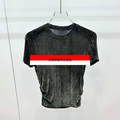 艾诺丝服饰正品女装2026新款圆领宽松丝绒质感短袖T恤BR602122