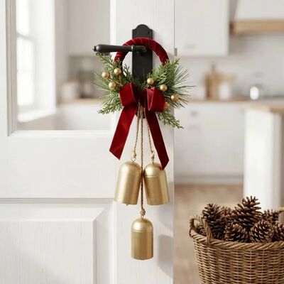 Farmhouse Style Christmas Wind Chime Door Hanger,Vintage Gol