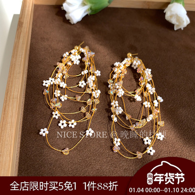 晚睡的桔梗I手作繁花耳环