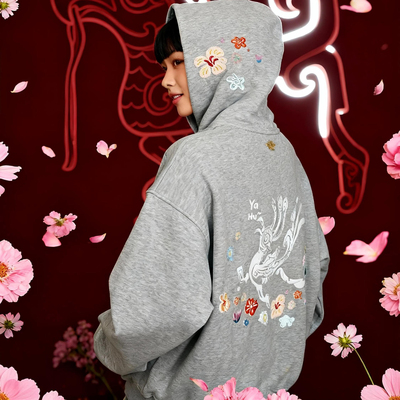 三星堆见古绘今青铜鸟抓绒帽衫