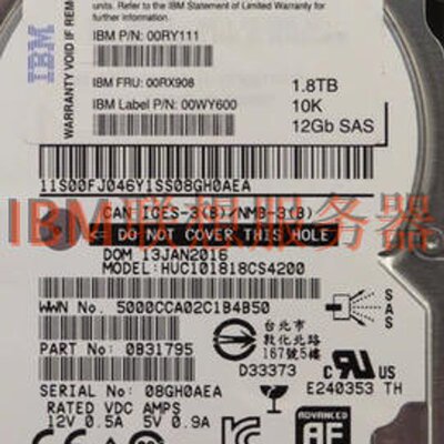 00RX908 00RY111 1.8TB 12GSAS 10K 2.5 V7000 Gen2硬盘议价