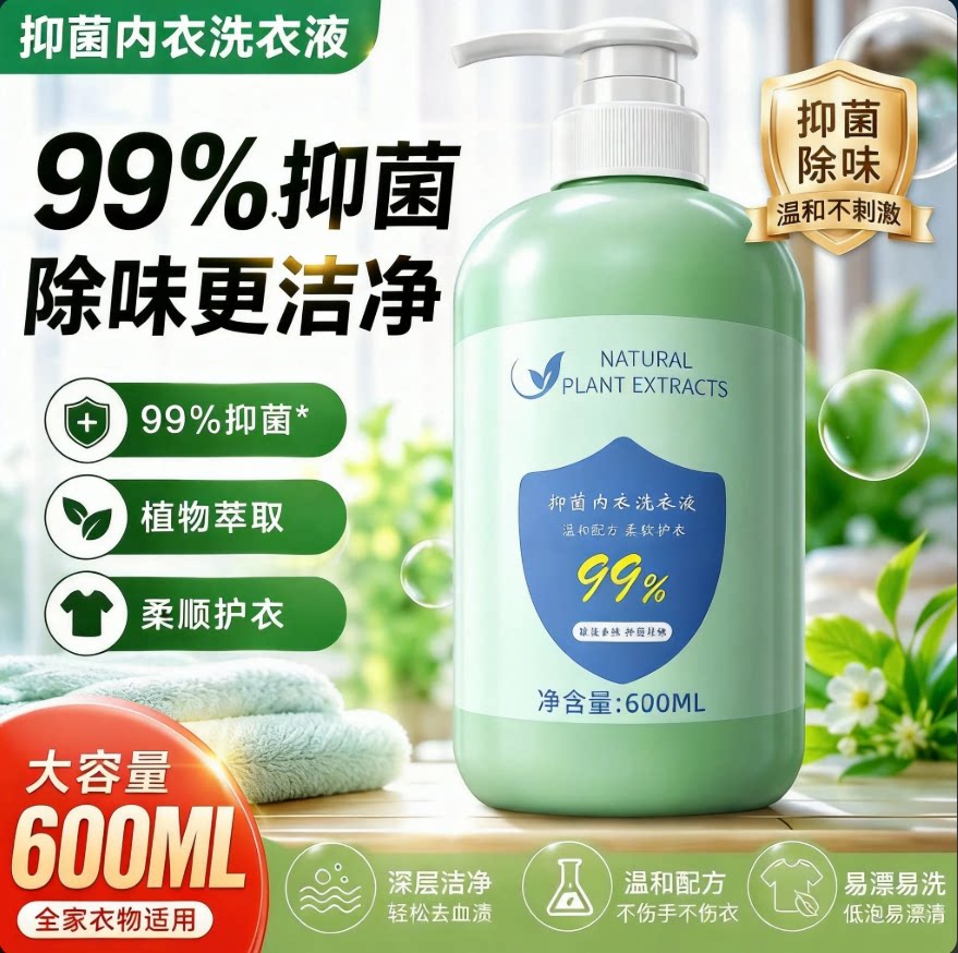 【杀菌率99%】内衣专用洗衣液母婴内裤专用洗衣液除螨去血渍去黄