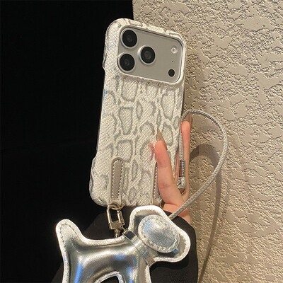 白色蛇皮纹适用小米mixflip手机壳mixflip2卡通mixfold4可爱fold3折叠屏小狗mi挂件带挂绳仿皮皮纹硬壳硅胶女