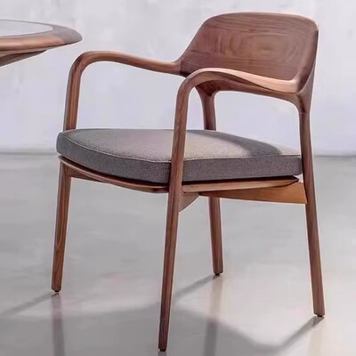 北美黑胡桃实木单人休闲餐椅