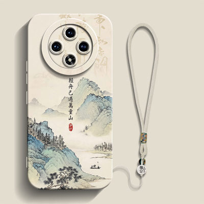 适用OPPOA3Pro手机壳山水画A3i硅胶软壳男士A3 5G全包防摔高级感中国风新款超火简约层恋叠嶂保护套