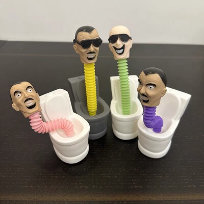 搪胶伸缩管马桶人儿童解压玩具Skibidi toilet公仔脖子可拉长变形