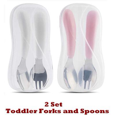 Toddler Forks and Spoons Self Feeding Flatware Utensils kids