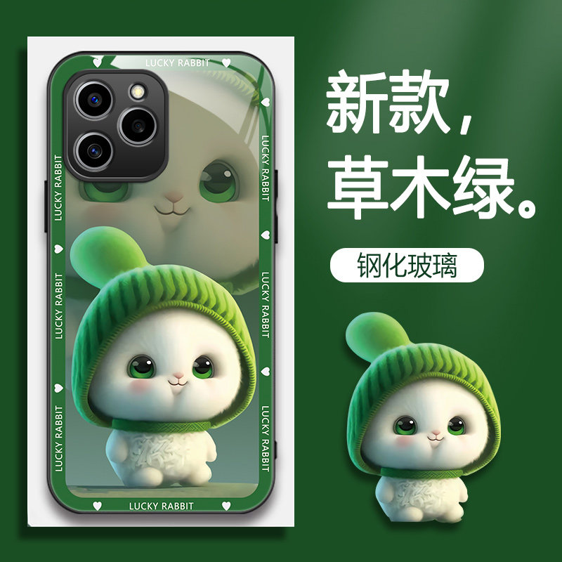 适用荣耀60se手机壳GIA-AN00华为honor手机套的新款保护套防摔软壳硅胶玻璃男女款呆萌兔网红可爱情侣卡通超_虎窝淘