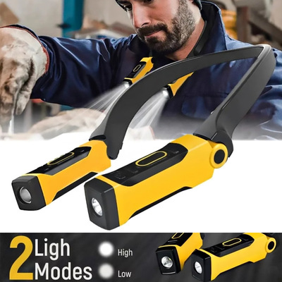 新款 LED挂脖灯USB充电式夜读头灯 led户外跑步灯照明 多功能灯