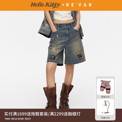 REVAN芮范HelloKitty甜酷复古Y2K少女感牛仔马裤RK31305185