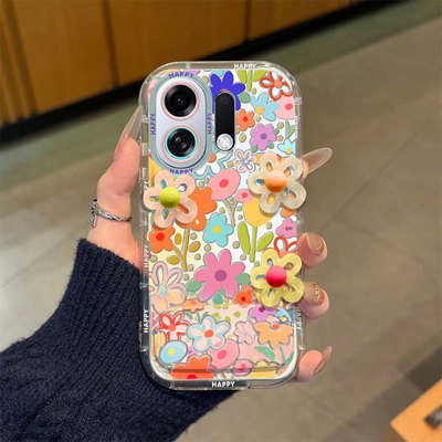 适用OPPOK系列立体花朵手机壳