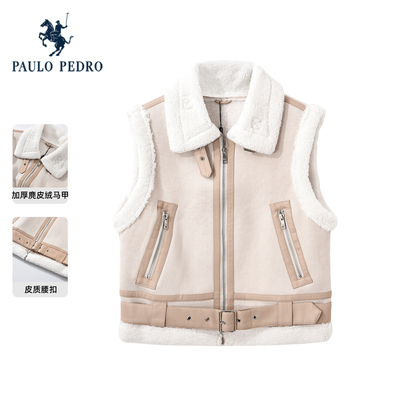 保罗彼得2025秋冬新款女士马甲外穿无袖羊羔绒保暖外套ZJECA00151