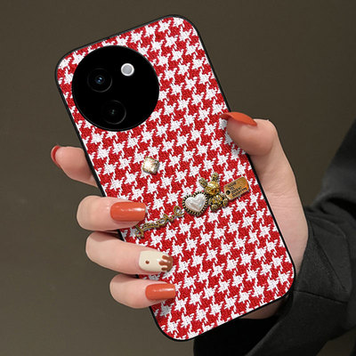 冬天针织布艺适用vivoY200手机壳女款Z6x蛇年y52s新款Y78+毛绒X90防摔12新年X30/2025年s12PRO红色S19保护套7