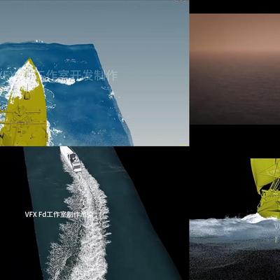 Houdini20新版本舰船航行合集包工程 精品工程7组  Fd工作室出品