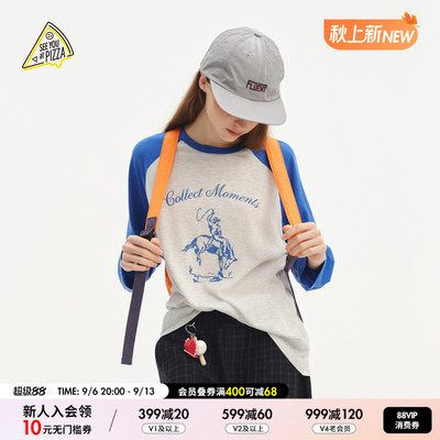 SEE YOU at PIZZA T恤女2026秋季新款含莱赛尔插肩袖上衣1070149