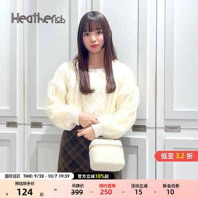 Heatherich毛针织衫女2026秋季新款薄纱绞花日系短款毛衣252284