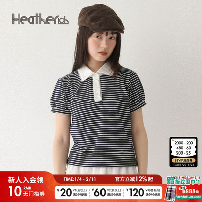 Heatherich POLO衫女2025夏季新款通勤休闲翻领短袖上衣576813