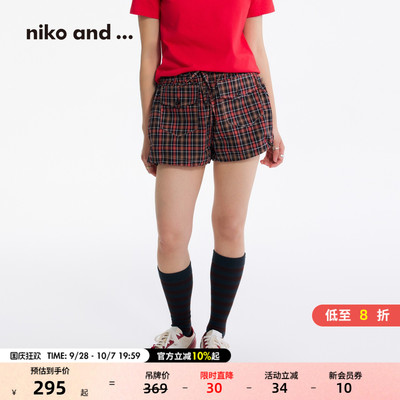 niko and ...短裤女[十五]2026秋季新款日系格纹棉质短裤899419