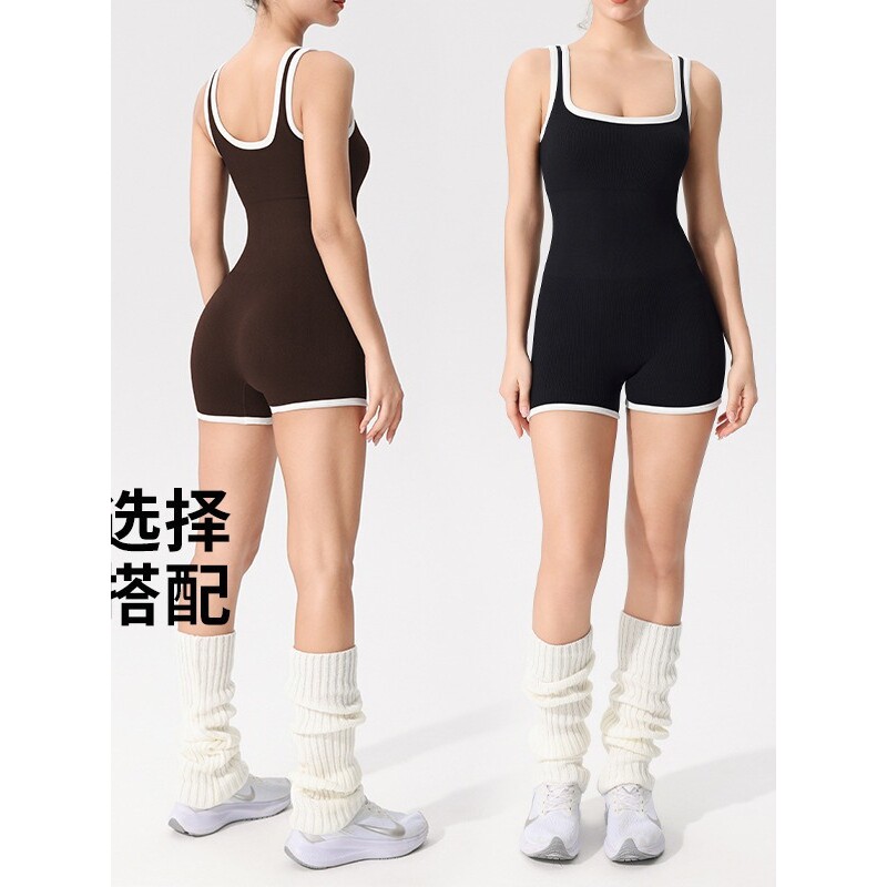 高级感连体瑜伽服女健身美背连体衣舞蹈运动紧身带胸垫空中瑜伽服