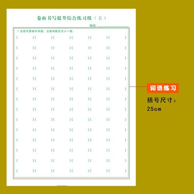 卷面书写提升训练纸小学t生田字格方格本子硬笔书法练习括号练字