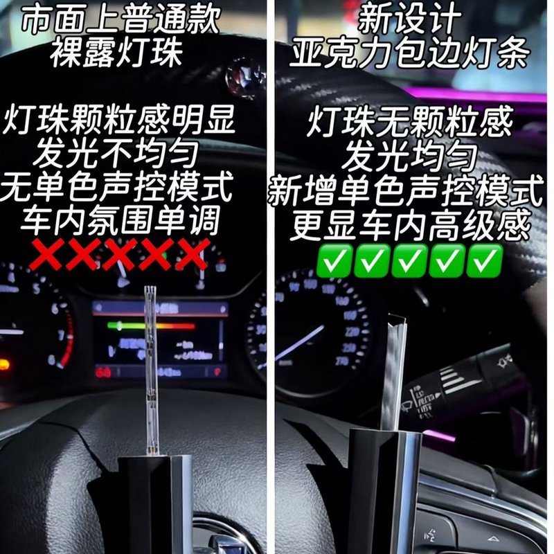 汽车亚克力中控环抱贯穿USB前档氛围灯仪表台全新无颗粒感气氛灯
