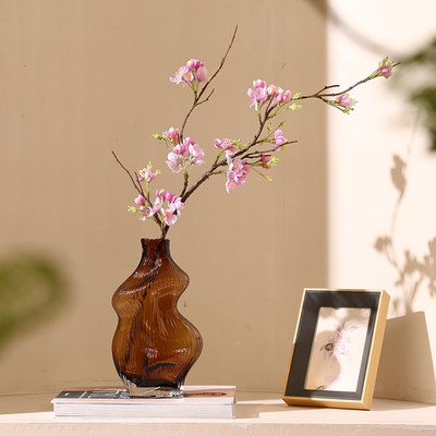 海棠仿真花家居装饰绢布假樱花摆设艺术造型单枝风格轻奢花艺桃花