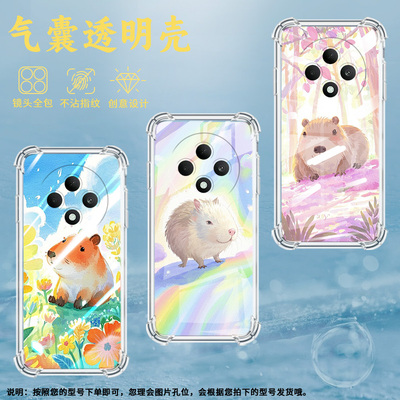 适用OPPOReno11F手机壳OPPOReno12F防摔OPPOReno12FSQ版水豚OPPOReno13气囊壳OPPOReno13F男女款保护套