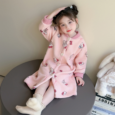 女童珊瑚绒加厚速干家居服