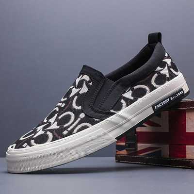 潮流一脚蹬懒人鞋低帮帆布鞋