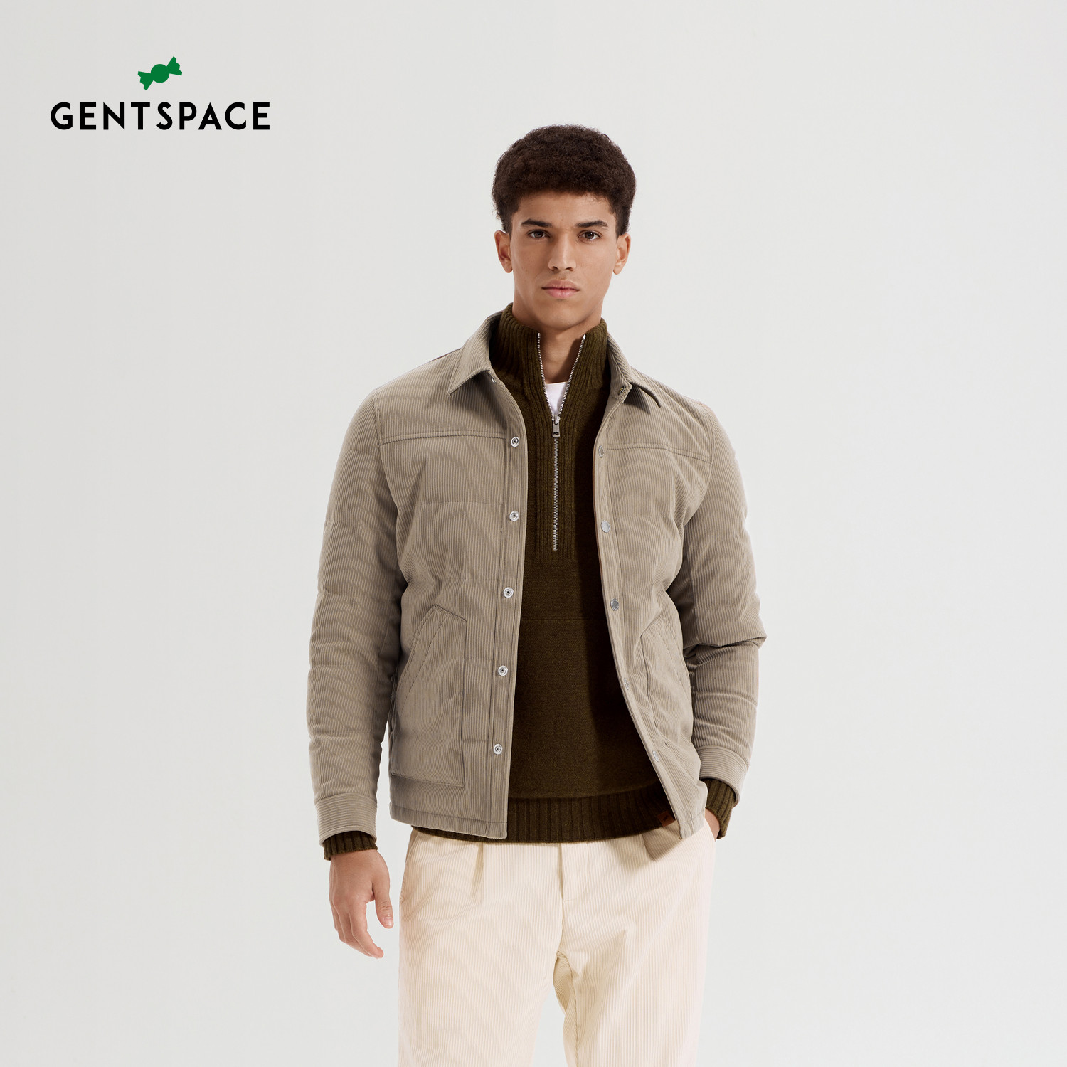 GENTSPACE 秋冬新款复古休闲翻领羽绒服外套男_虎窝淘