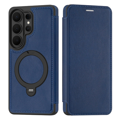 360旋转支架磁吸皮套】适用三星S25/S25plus手机壳S26Ultra翻盖S9380保护套真皮品质S9410全包防摔男超薄原装