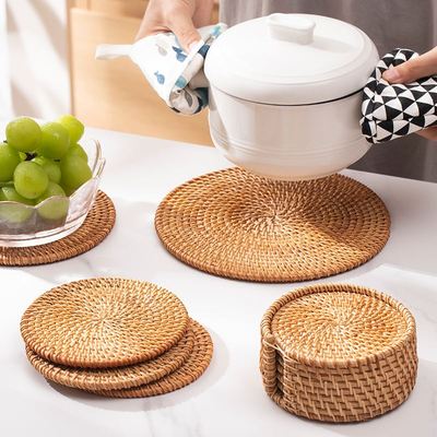 Weaving water hyacinth straw woven round mat dining table he