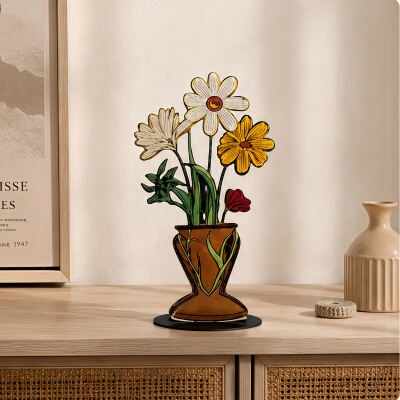 复古铁艺花朵花瓶摆件