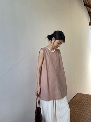 soul素予女装复古亚麻马甲背心女