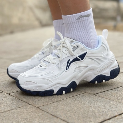 李宁 红糖小白鞋百搭金典休闲复古增高减震厚底老爹鞋AGCV127-3