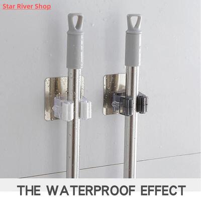 Adhesive Multi-Purpose Hooks Wall Mounted Mop Organizer Hold
