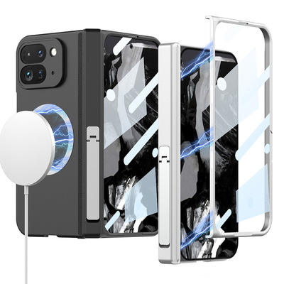 适用Google谷歌Pixel9pro手机壳GooglePixel9profold前后双面超薄磨砂磁吸中轴铰链全包防摔磁吸无线充电外壳