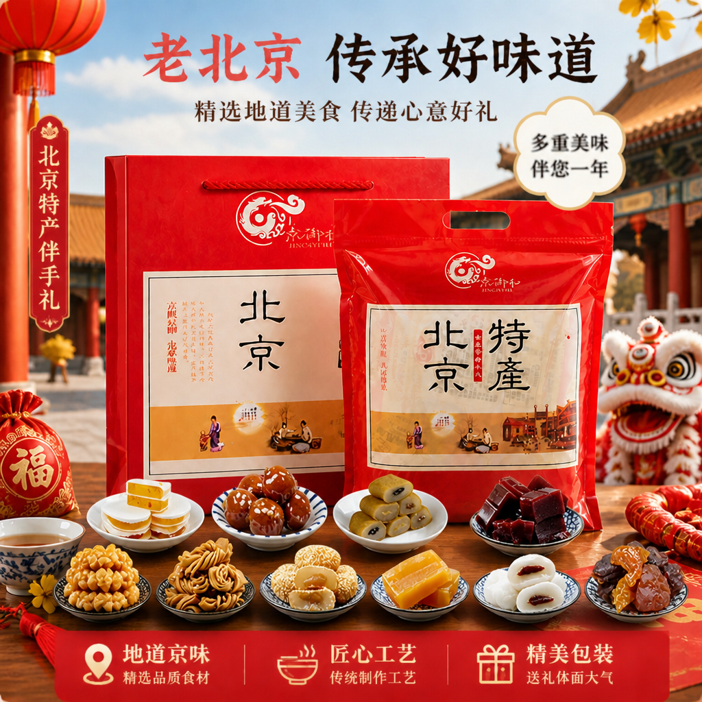 北京特产经典老字号伴节日手礼茯苓饼糖葫芦礼盒点心糕点零食