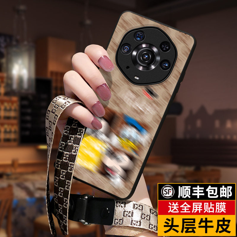 适用于荣耀Magic3手机壳华为Magic3pro至臻版Magic4保护套50真皮pro全包边防摔魔术3por外壳m3新5g女款迪士尼_虎窝淘