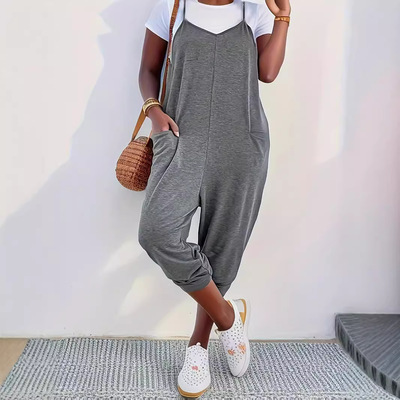 5XL women's overalls jumpsuit大码连体裤女吊带宽松休闲背带裤